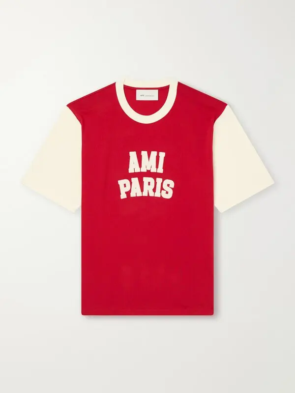AMI Paris Logo-appliquéd Cotton-jersey T-shirt - Red