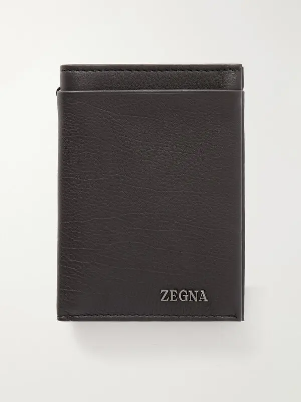 Zegna Logo-embellished Full-grain Leather Wallet - Brown