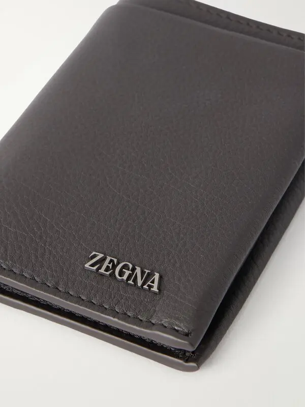 Zegna Logo-embellished Full-grain Leather Wallet - Brown