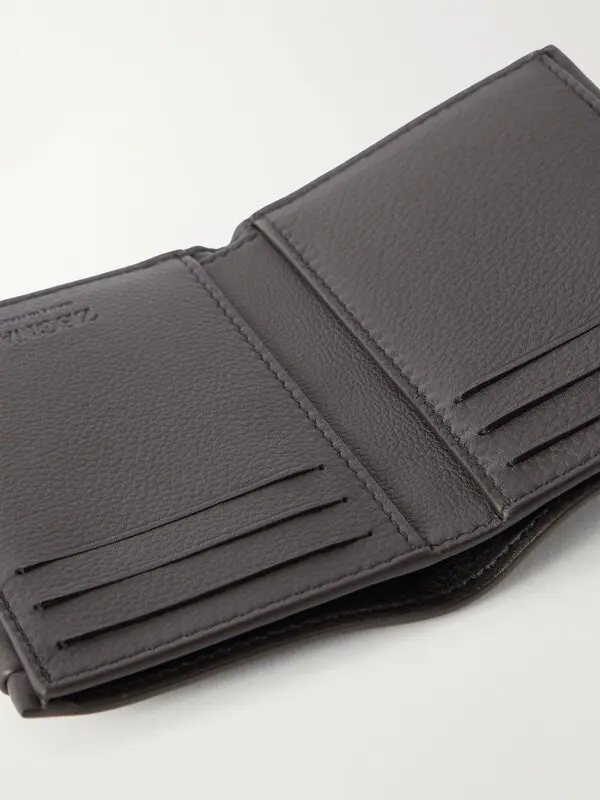Zegna Logo-embellished Full-grain Leather Wallet - Brown