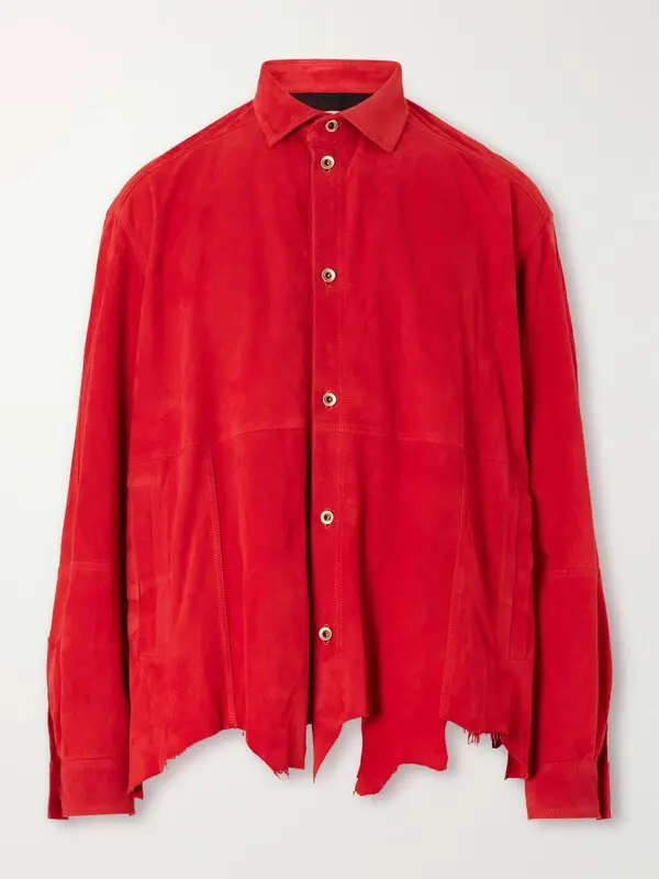 ADON Distressed Suede Overshirt