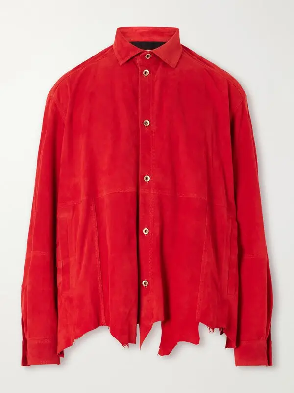 ADON Distressed Suede Overshirt