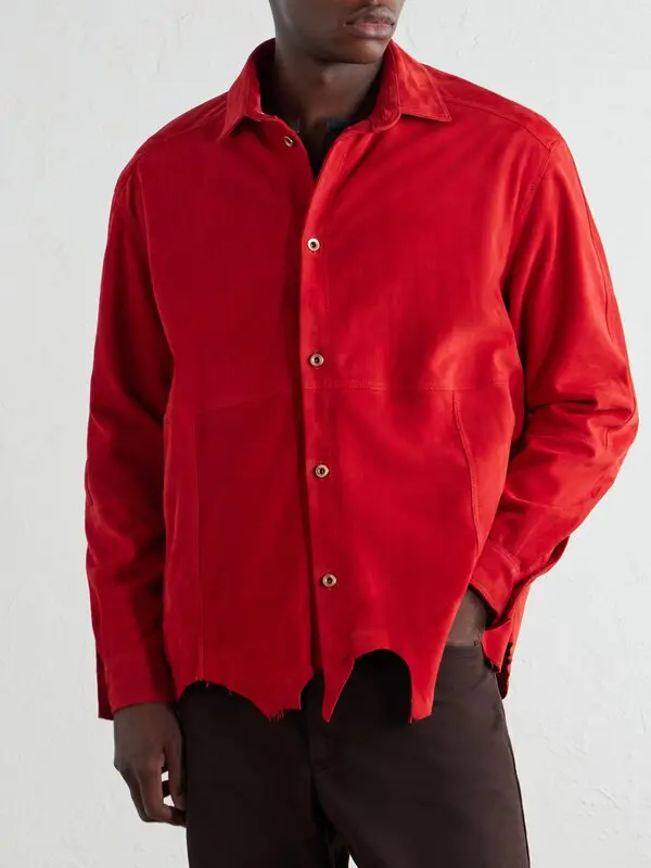 ADON Distressed Suede Overshirt