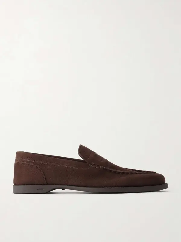 John Lobb Pace Nubuck Loafers - Dark Brown