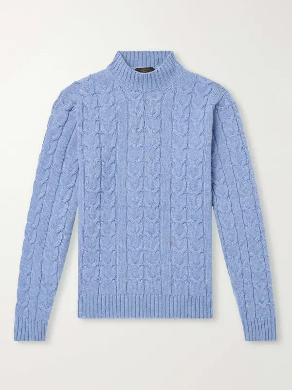 SLOWEAR Zanone Slim-fit Cable-knit Virgin Wool Sweater
