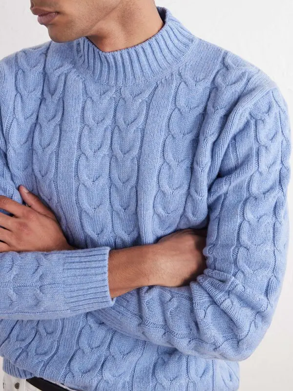 SLOWEAR Zanone Slim-fit Cable-knit Virgin Wool Sweater
