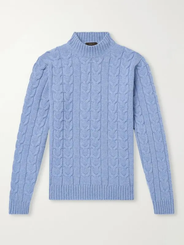 SLOWEAR Zanone Slim-fit Cable-knit Virgin Wool Sweater - Blue