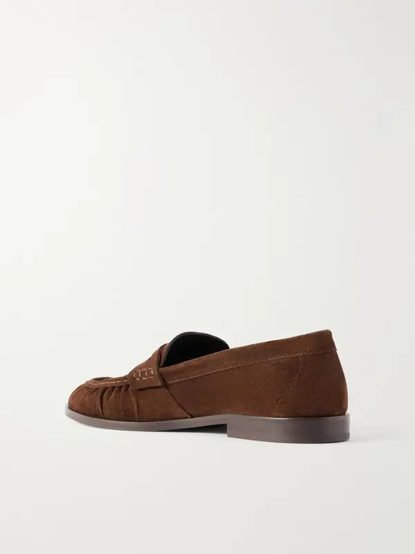 VINNY'S Louee Gathered Suede Loafers