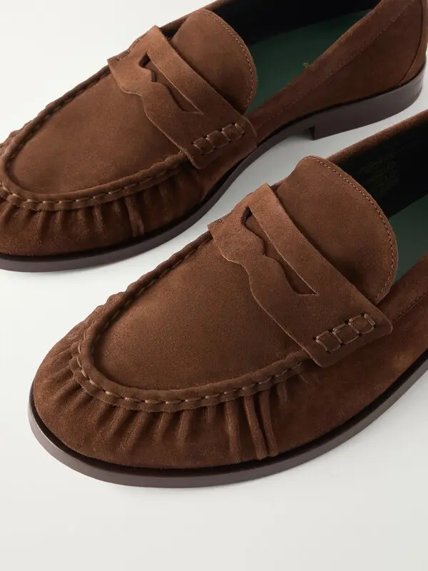 VINNY'S Louee Gathered Suede Loafers