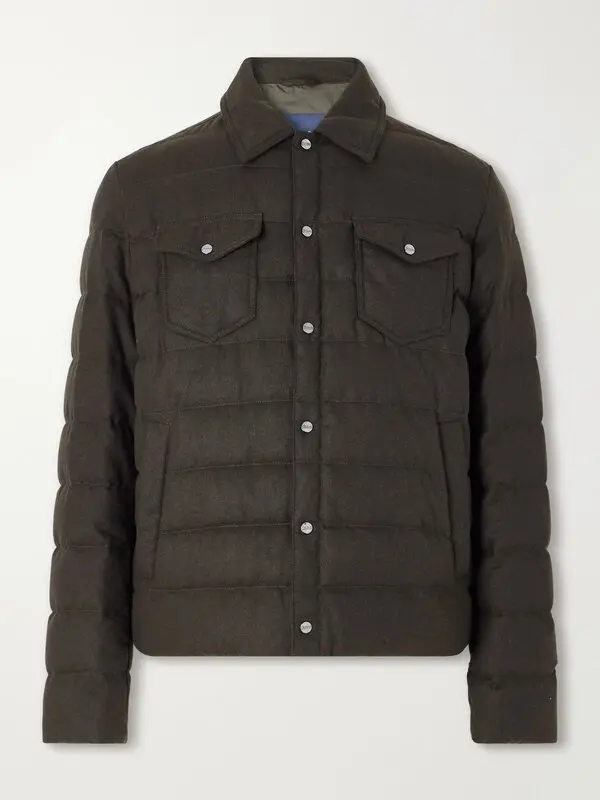 Herno Quilted Flannel Down Jacket - Brown