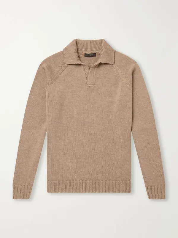 SLOWEAR Zanone Slim-fit Virgin Wool Polo Sweater - Neutrals