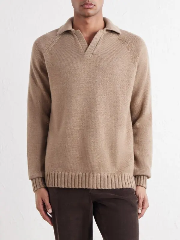 SLOWEAR Zanone Slim-fit Virgin Wool Polo Sweater - Neutrals