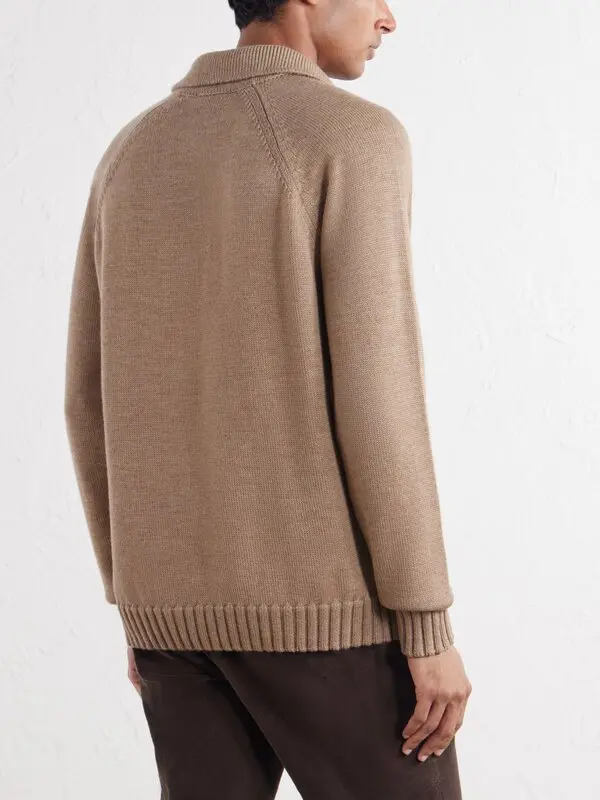 SLOWEAR Zanone Slim-fit Virgin Wool Polo Sweater - Neutrals