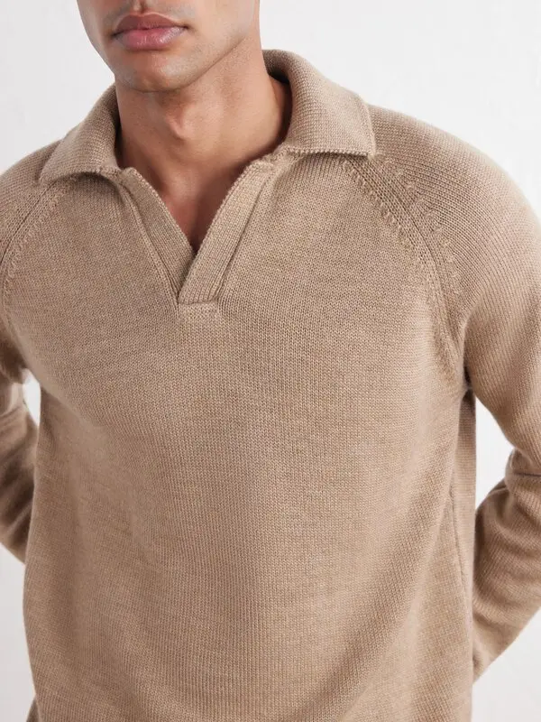 SLOWEAR Zanone Slim-fit Virgin Wool Polo Sweater - Neutrals