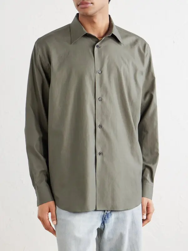 Auralee Finx Cotton-poplin Shirt - Green