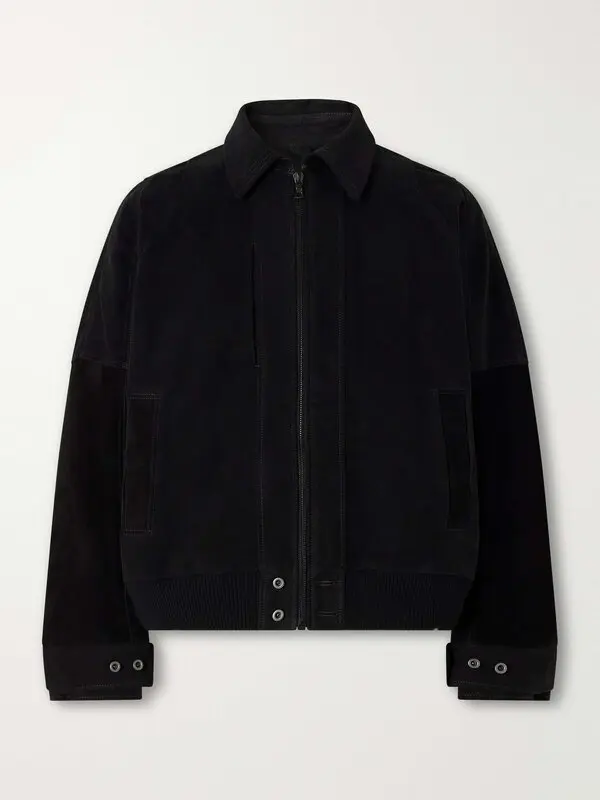 ADON Suede-trimmed Cotton-moleskin Bomber Jacket