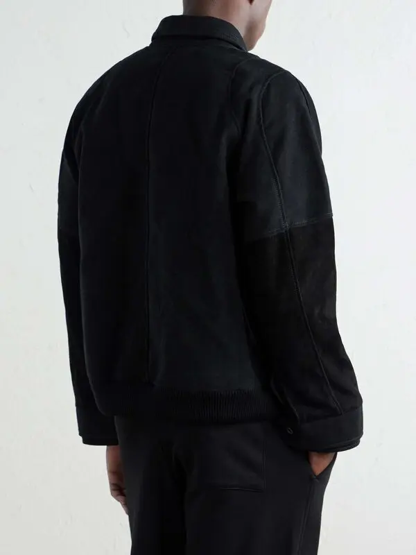 ADON Suede-trimmed Cotton-moleskin Bomber Jacket