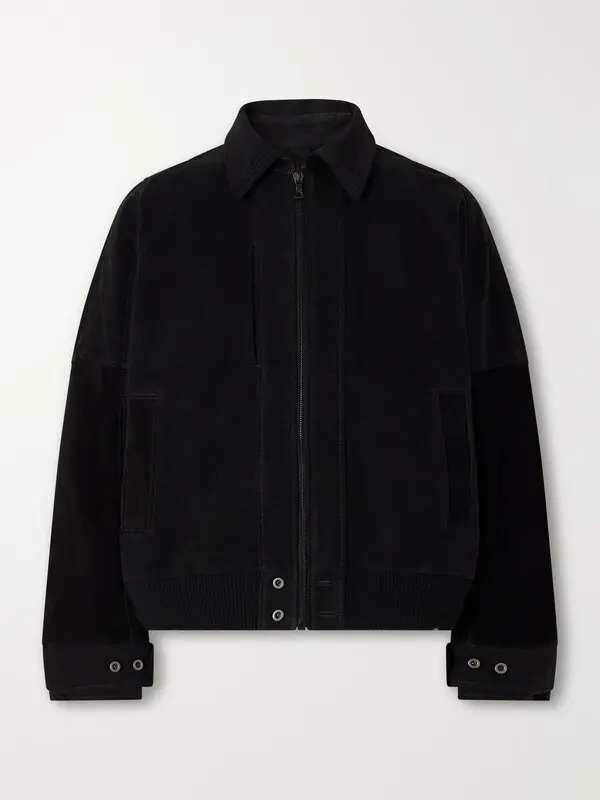 ADON Suede-trimmed Cotton-moleskin Bomber Jacket