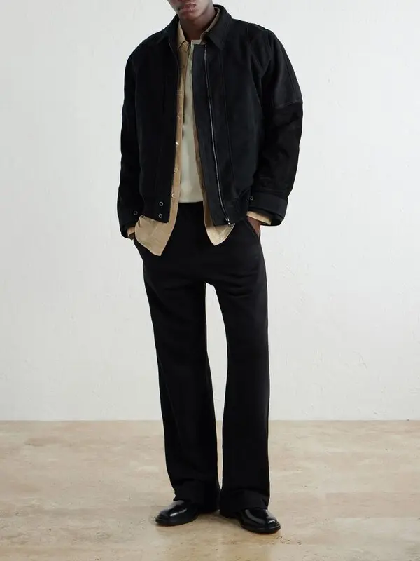 ADON Suede-trimmed Cotton-moleskin Bomber Jacket