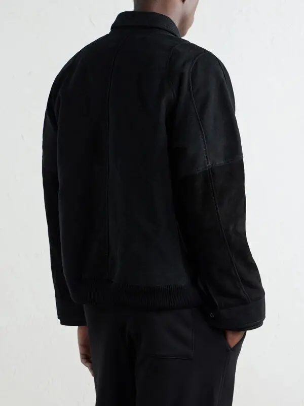 ADON Suede-trimmed Cotton-moleskin Bomber Jacket