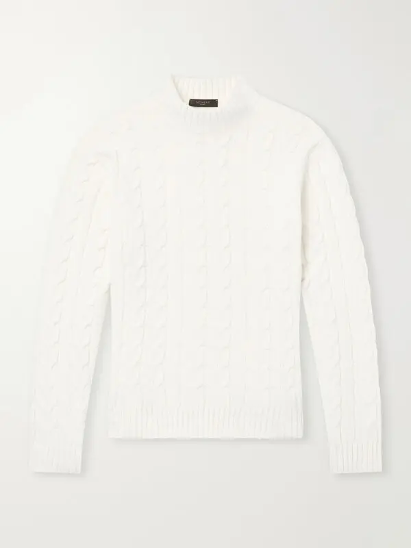 SLOWEAR Zanone Slim-fit Cable-knit Virgin Wool Sweater - White