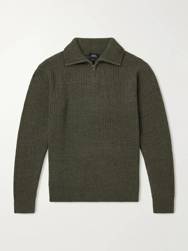 A.p.c. Virgin Wool Half-zip Sweater