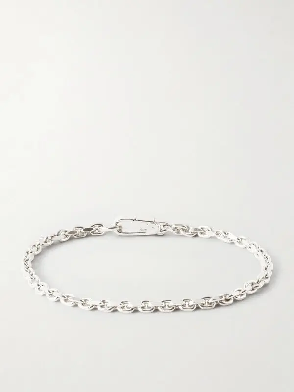 MIKIA Sterling And Emerald Chain Bracelet - Silver