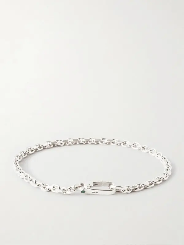 MIKIA Sterling And Emerald Chain Bracelet