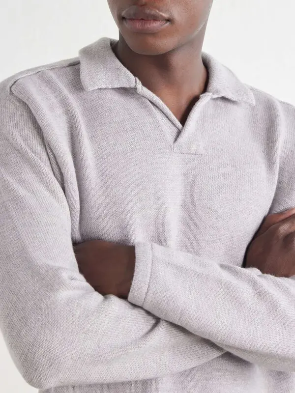 Inis Meáin Wool And Linen-blend Polo Shirt
