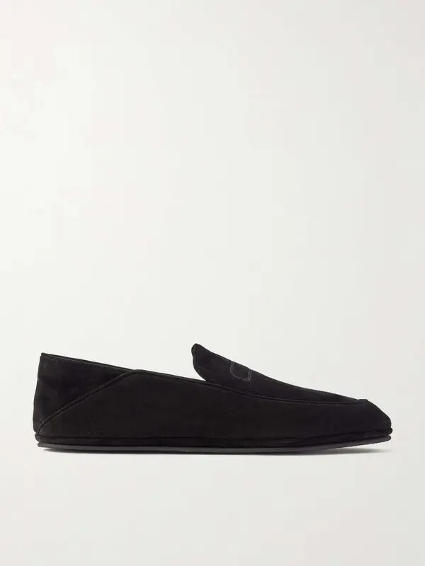 John Lobb Kingston Ii Collapsible-heel Suede Loafers - Black