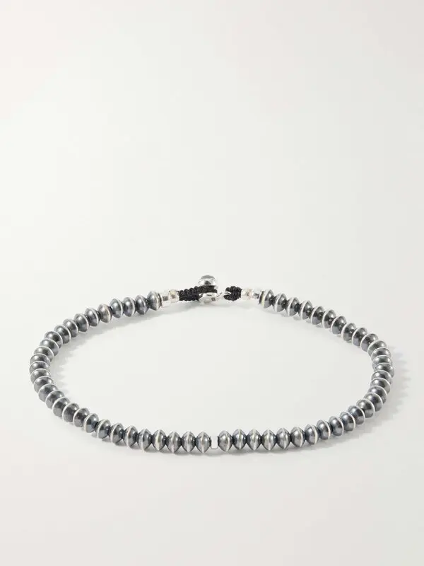 MIKIA Sterling Silver Diamond And Desert Pearl Beaded Bracelet - Black