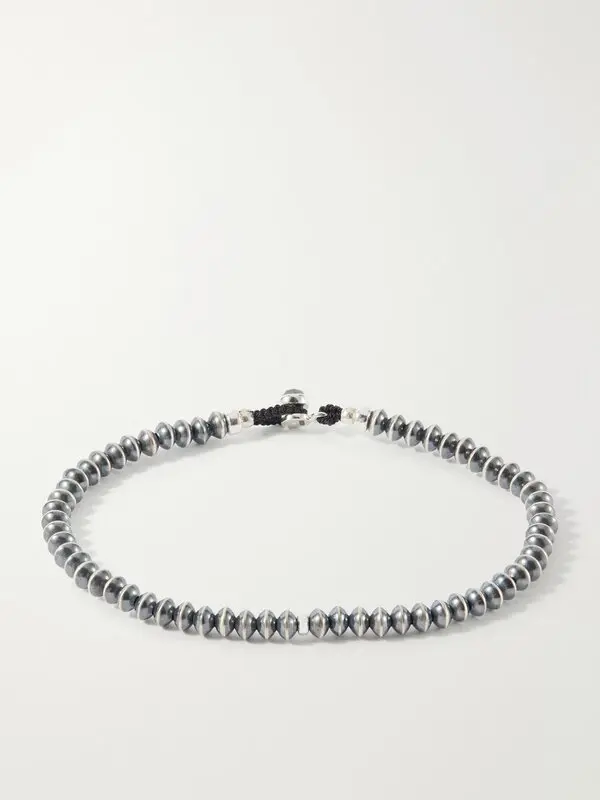 MIKIA Sterling Silver Diamond And Desert Pearl Beaded Bracelet - Black