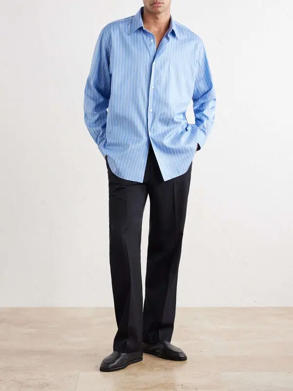 Auralee Striped Cotton And Silk-blend Shirt