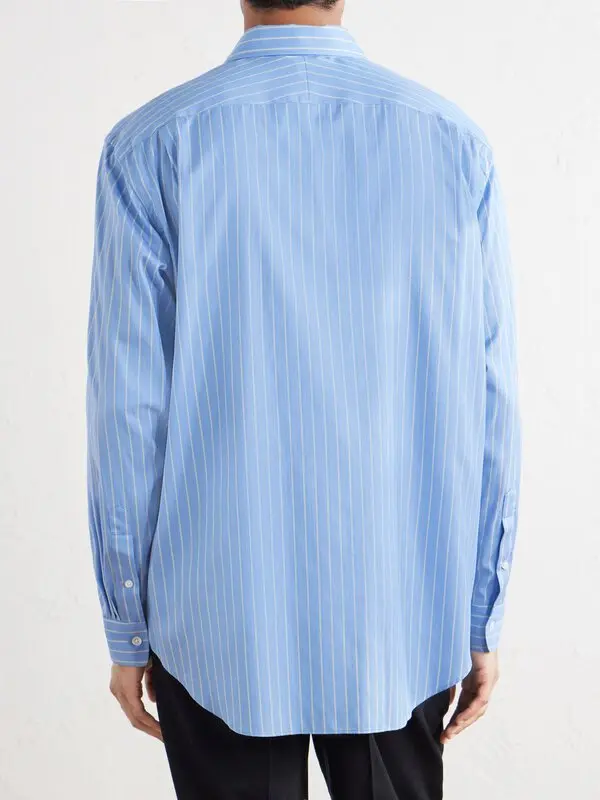 Auralee Striped Cotton And Silk-blend Shirt - Blue