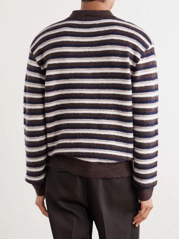 Officine Générale Patchi Striped Wool-blend Polo Shirt