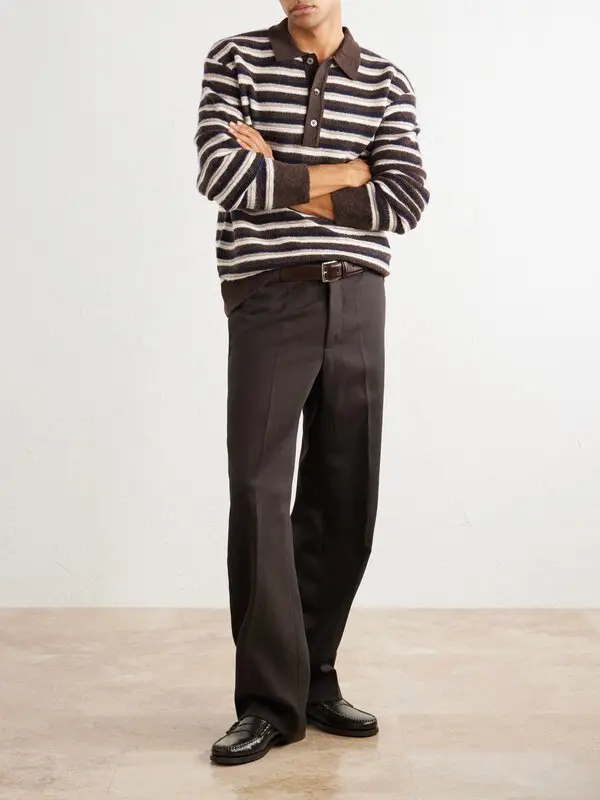 Officine Générale Patchi Striped Wool-blend Polo Shirt