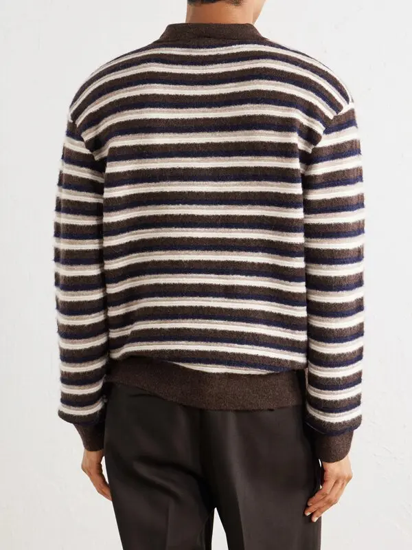 Officine Générale Patchi Striped Wool-blend Polo Shirt