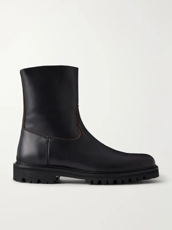 VINNY'S Moto Leather Boots - Black