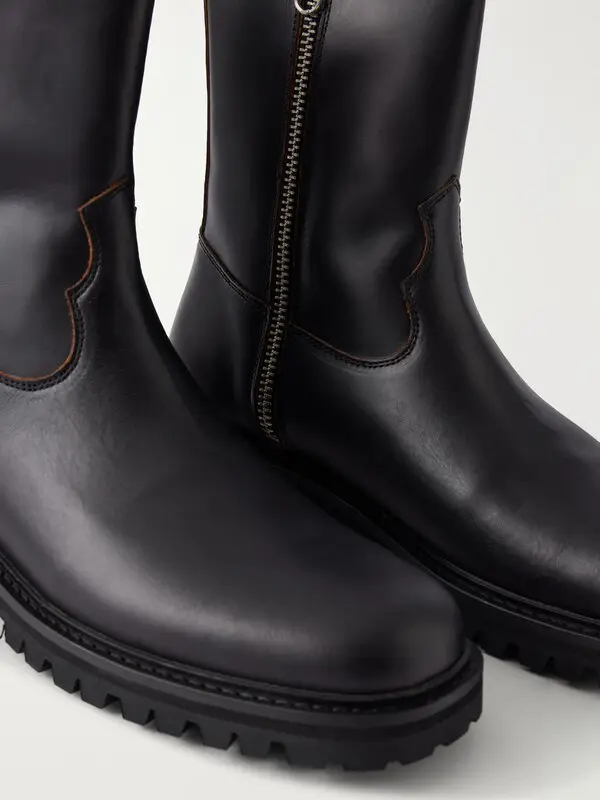 VINNY'S Moto Leather Boots - Black