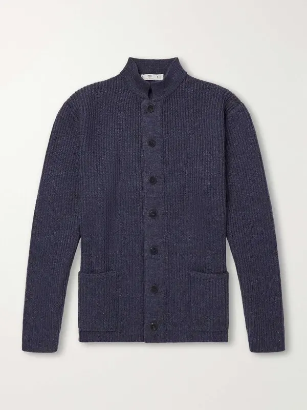 Inis Meáin Boatbuilder Wool And Linen-blend Cardigan - Blue