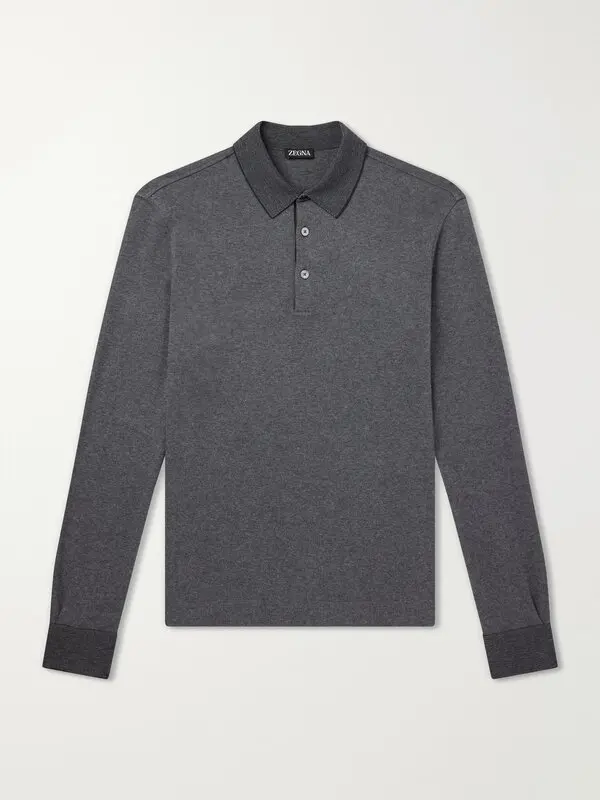 Zegna Cotton Polo Shirt - Gray