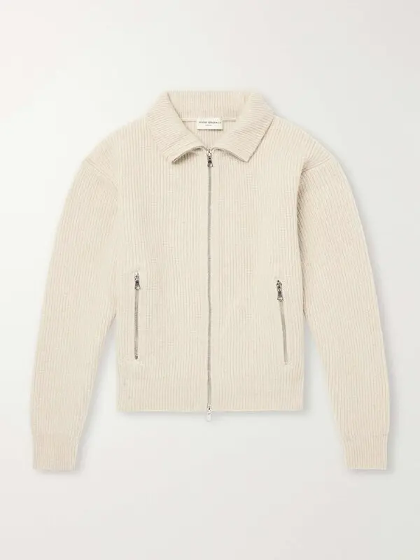 Officine Générale Florys Ribbed Wool-blend Zip-up Cardigan