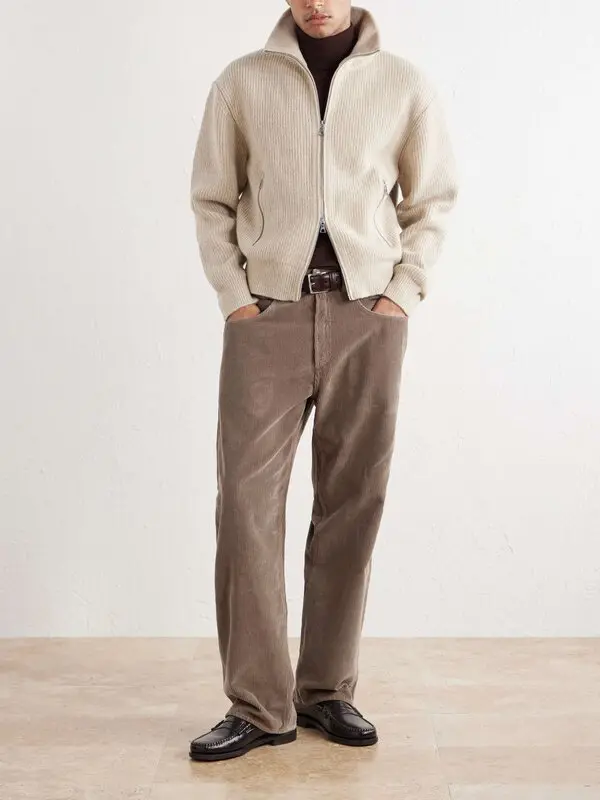 Officine Générale Florys Ribbed Wool-blend Zip-up Cardigan