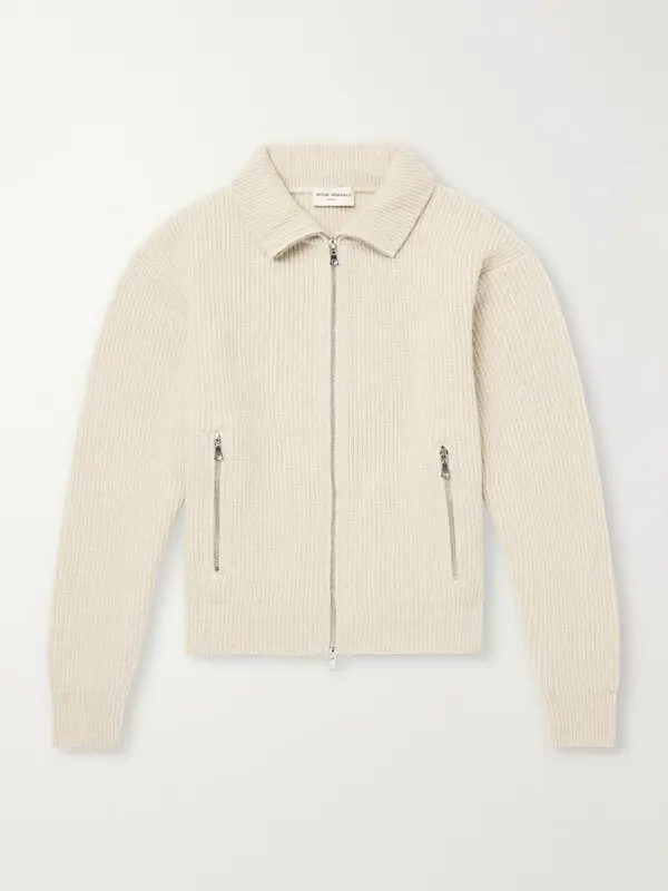 Officine Générale Florys Ribbed Wool-blend Zip-up Cardigan