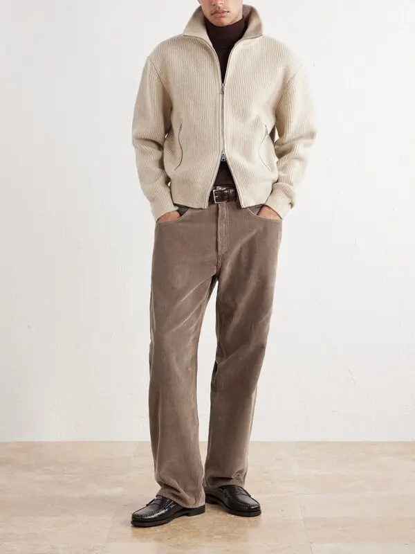 Officine Générale Florys Ribbed Wool-blend Zip-up Cardigan