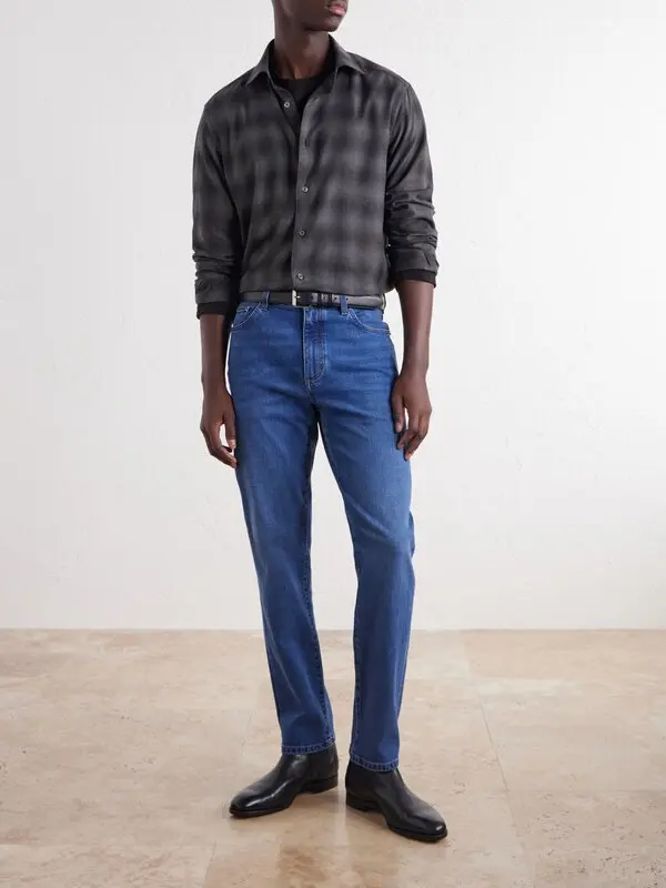 Zegna Checked Cotton And Cashmere-blend Shirt