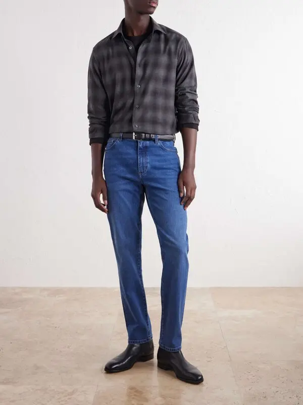 Zegna Checked Cotton And Cashmere-blend Shirt