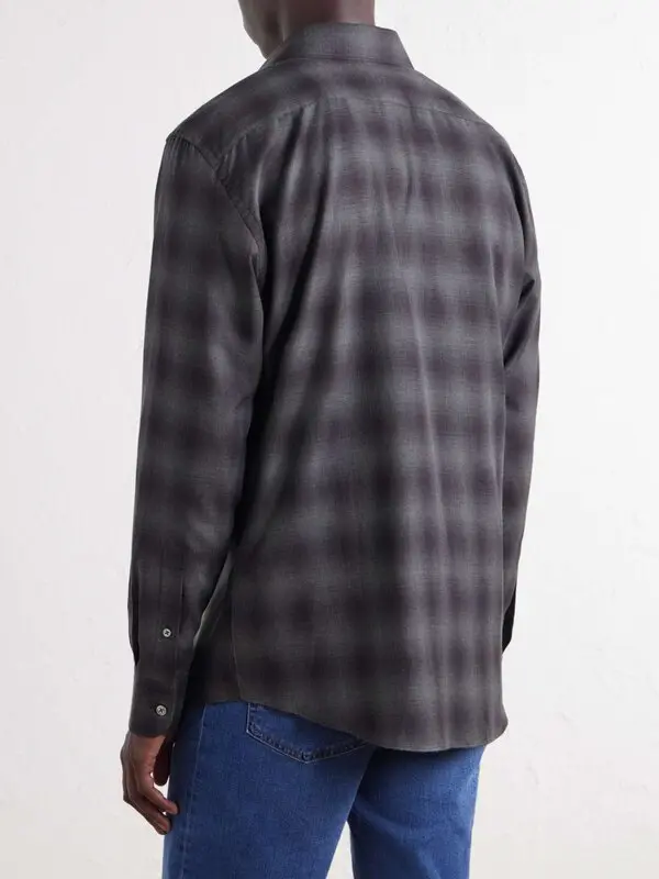 Zegna Checked Cotton And Cashmere-blend Shirt