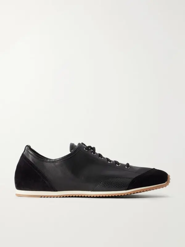 LEMAIRE Gummy Grip Suede-trimmed Leather Sneakers - Black