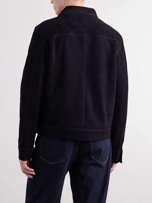 AMI Paris Logo-embossed Suede Jacket